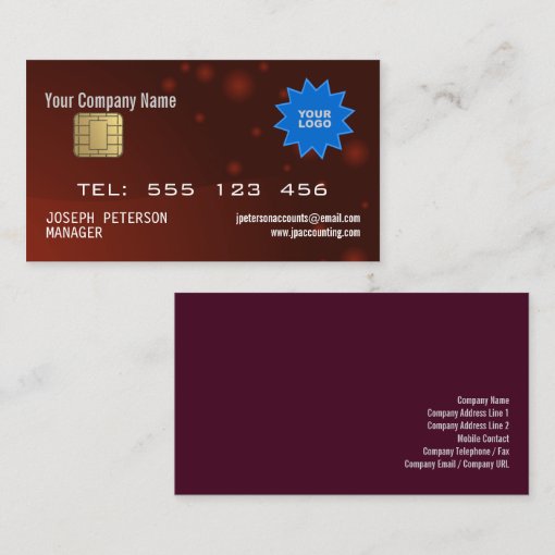 Sparkly Credit Card Maroon Business Card | Zazzle