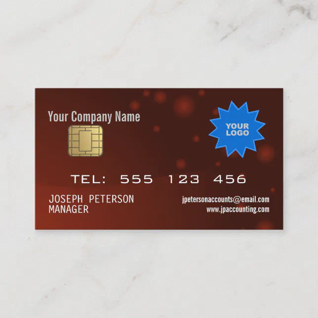 Sparkly Credit Card Maroon Business Card | Zazzle
