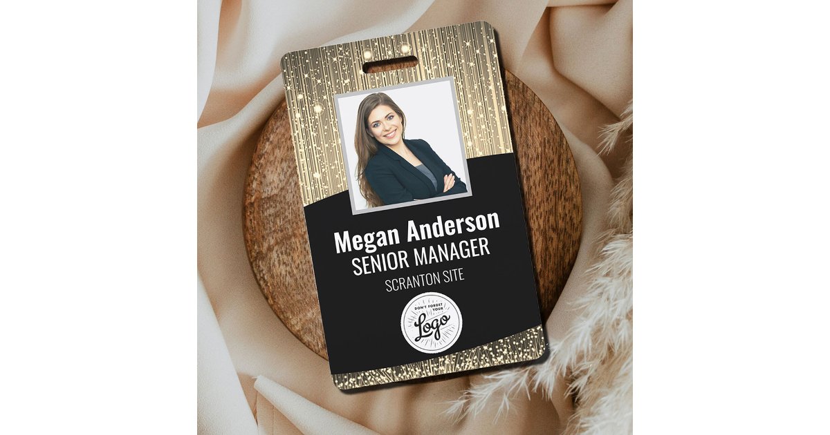 Sparkly Cute Employee Photo ID Badge | Zazzle