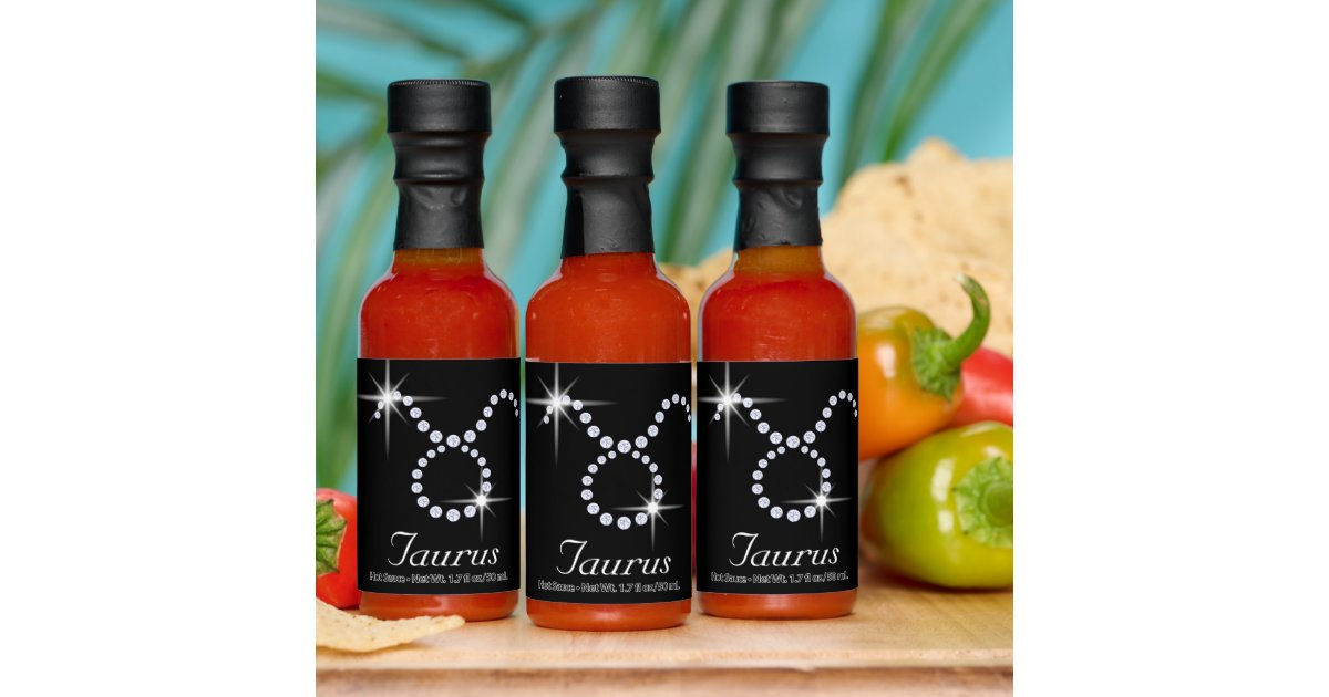 Sparkly Diamond Taurus Symbol Hot Sauces | Zazzle