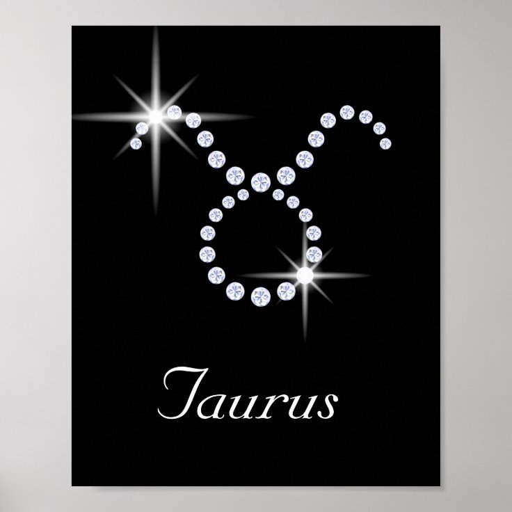 Sparkly Diamond Taurus Symbol Poster | Zazzle