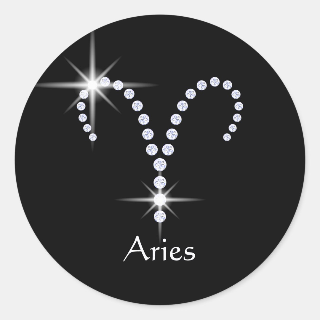 Sparkly Diamonds Aries Symbol Classic Round Sticker | Zazzle