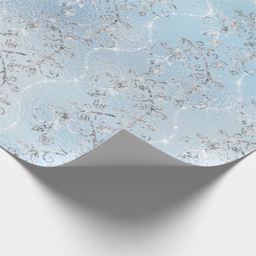 Sparkly Diamonds Silver Gray Blue White Glass Wrapping Paper | Zazzle