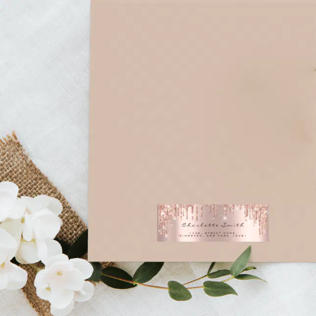 Sparkly Drips Rose Blush Return Address Labels | Zazzle