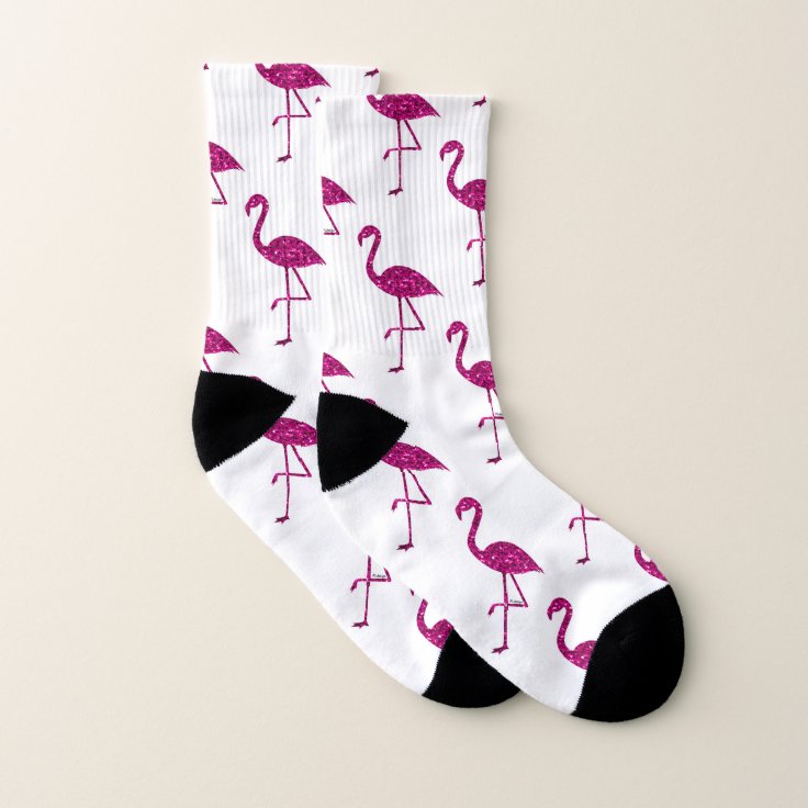 Sparkly flamingo Pink glitter sparkles pattern Socks | Zazzle