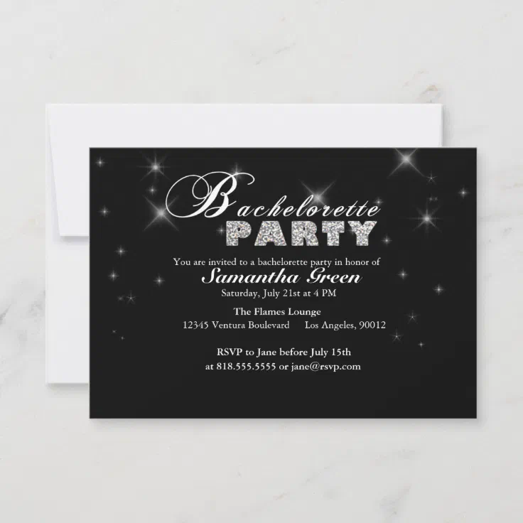 Sparkly Glitter Bachelorette Party Invitation | Zazzle