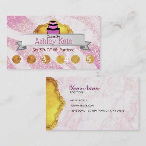 Sparkly Glitter Pink Tier Cake loyalty cards | Zazzle