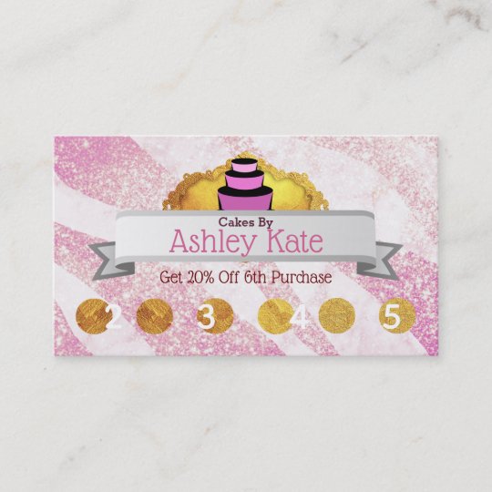 Sparkly Glitter Pink Tier Cake loyalty cards | Zazzle.com