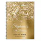 Sparkly Glittery Gold Glam 75th Birthday Guestbook Notebook | Zazzle
