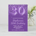 Sparkly Glittery Royal Purple Number 30 Birthday Invitation | Zazzle