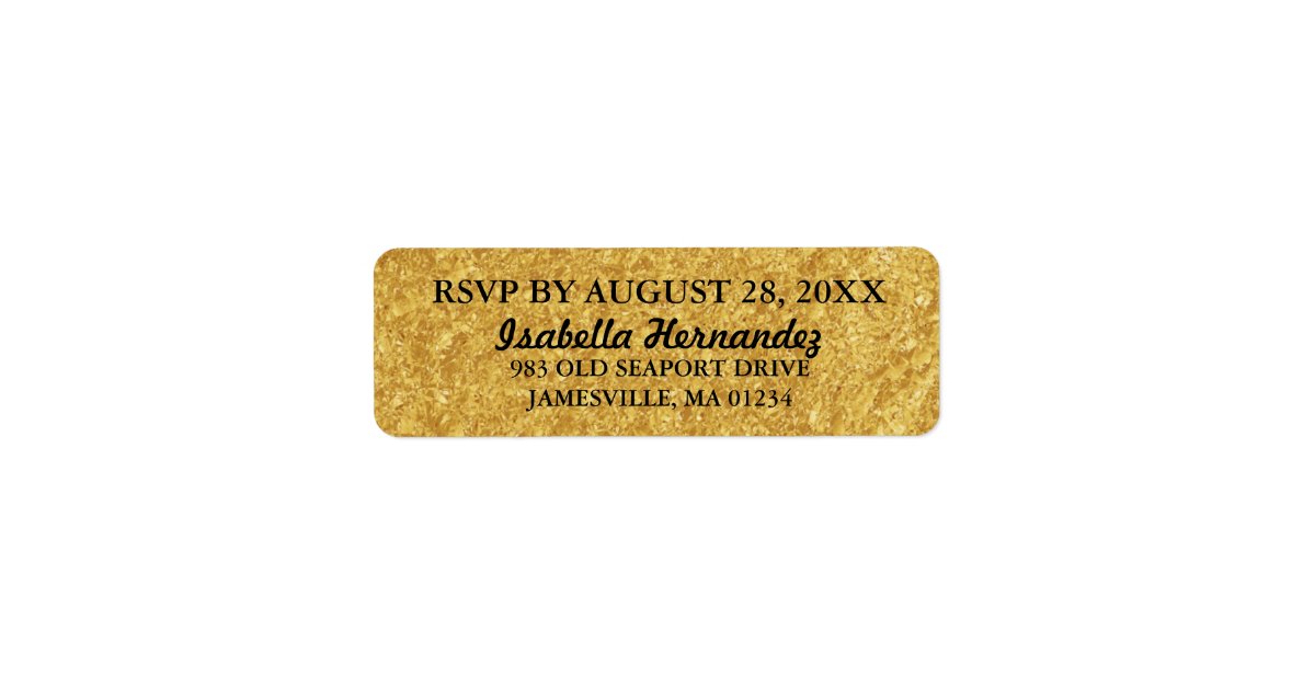 Sparkly Gold Elegant RSVP Return Address Labels | Zazzle