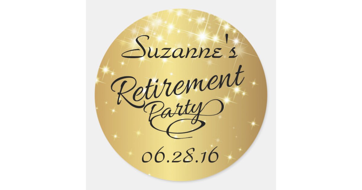 Sparkly Gold Retirement Stickers | Zazzle