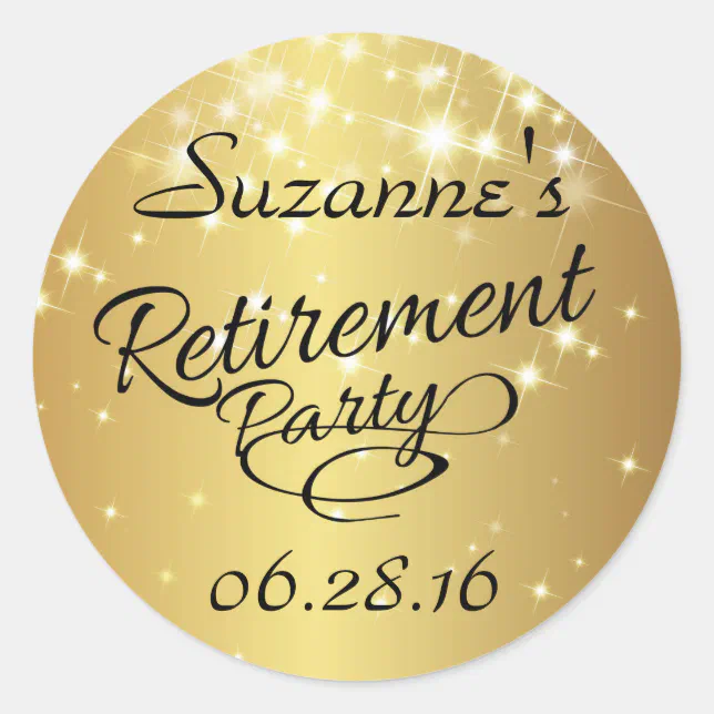 Sparkly Gold Retirement Stickers | Zazzle