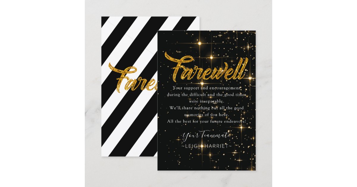 Sparkly Goodbye coworker farewell card | Zazzle