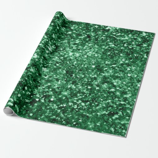 Sparkly Green Holiday Christmas Glitter Wrapping Paper | Zazzle