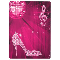 Sparkly Hot Pink Music Note & Stiletto Heel Clipboard | Zazzle