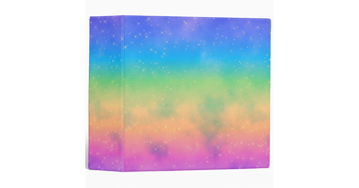 Sparkly Neon Rainbow Sky 3-ring Binder | Zazzle