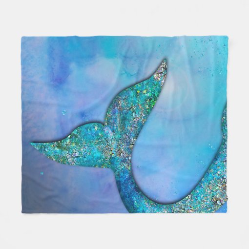 Sparkly Ocean Mermaid Fin Tail Enchanted Bedding Fleece Blanket | Zazzle
