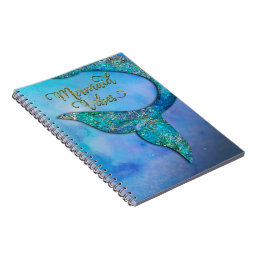 Sparkly Ocean Mermaid Fin Tail Enchanted Notebook | Zazzle