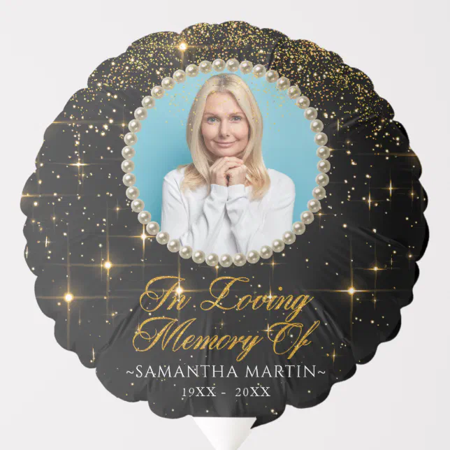 Sparkly Photo In Loving Memory Memorial Balloon | Zazzle