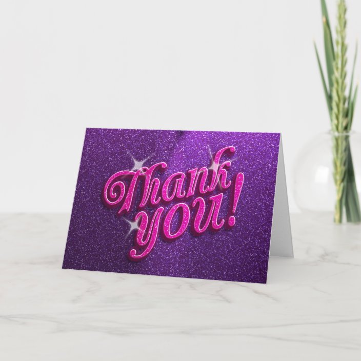 Sparkly Pink and Purple Thank You Card | Zazzle.com