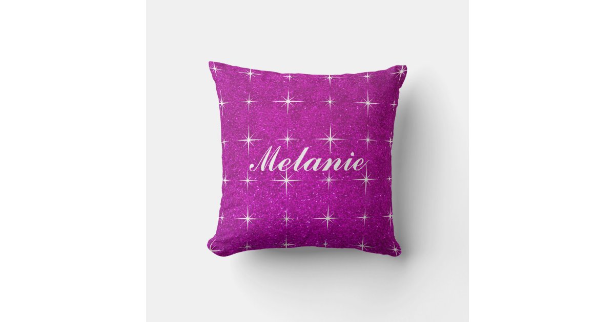 Sparkly pink glitter girly girl throw pillow | Zazzle