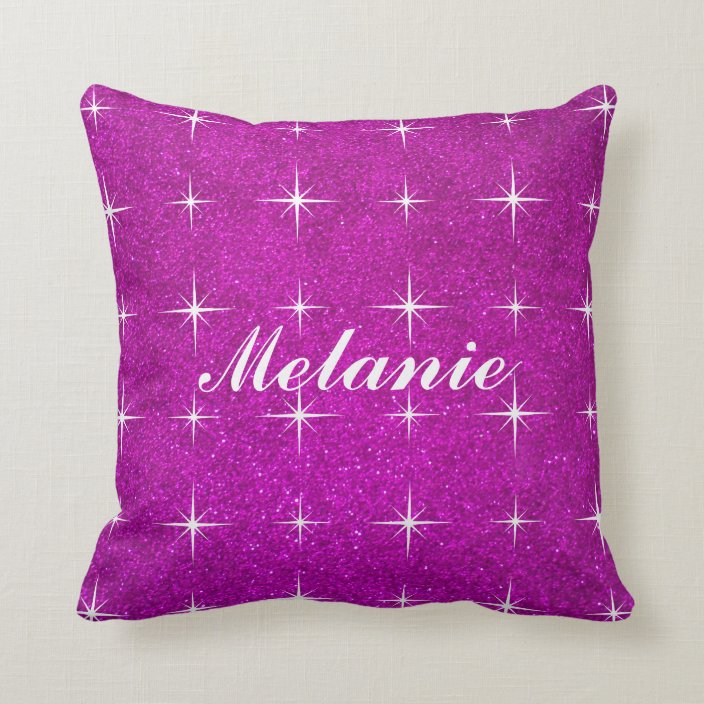 Sparkly pink glitter girly girl throw pillow | Zazzle.com
