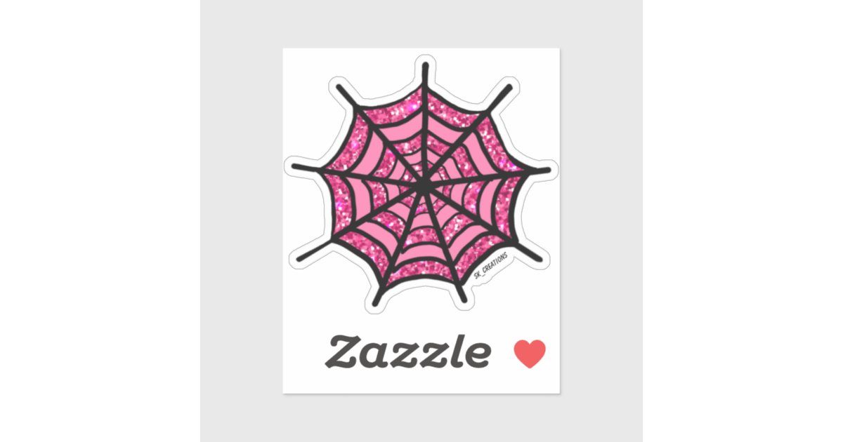 Sparkly Pink Spider Web Sticker | Zazzle
