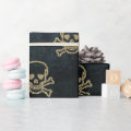 Sparkly Pirate Jolly Roger on Dark Background Wrapping Paper | Zazzle