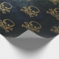 Sparkly Pirate Jolly Roger on Dark Background Wrapping Paper | Zazzle