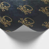 Sparkly Pirate Jolly Roger on Dark Background Wrapping Paper | Zazzle