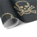 Sparkly Pirate Jolly Roger on Dark Background Wrapping Paper | Zazzle