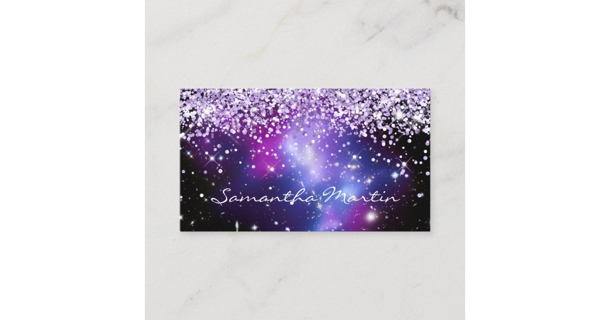 Sparkly Purple Glitter Galaxy Celestial Business Card | Zazzle