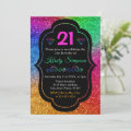 Sparkly Rainbow Gradient Glitter Birthday Invitation | Zazzle