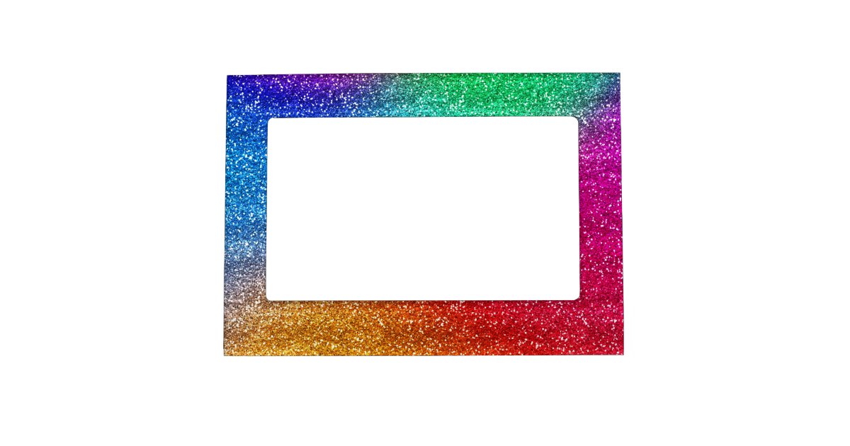 Sparkly Rainbow Gradient Glitter Magnetic Frame | Zazzle
