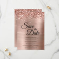 Sparkly Rose Gold Glitter Foil Glam Save The Date | Zazzle