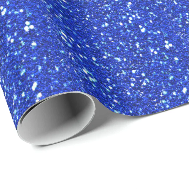 Sparkly Royal Blue Faux Glitter Look Wrapping Paper | Zazzle