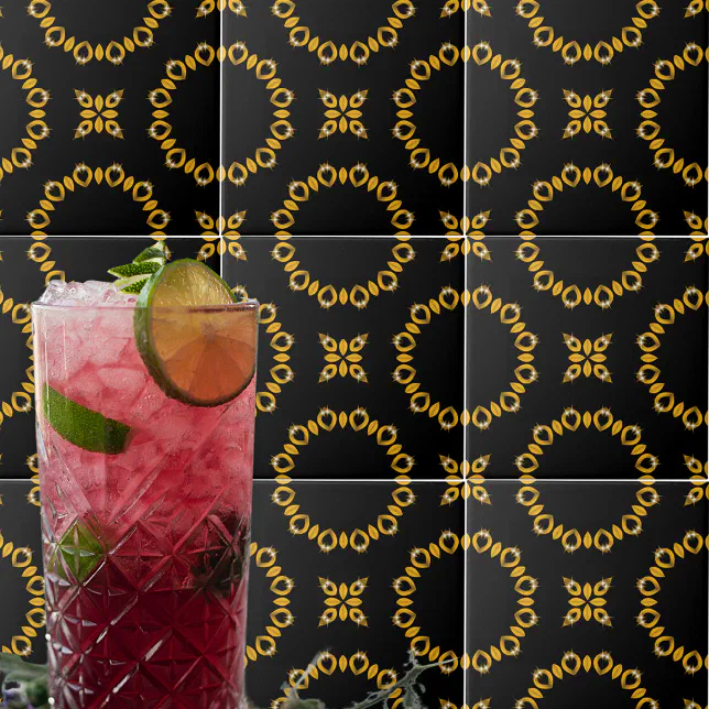 Sparkly Shiny Luxury Elegant Gold & Black Pattern Ceramic Tile | Zazzle