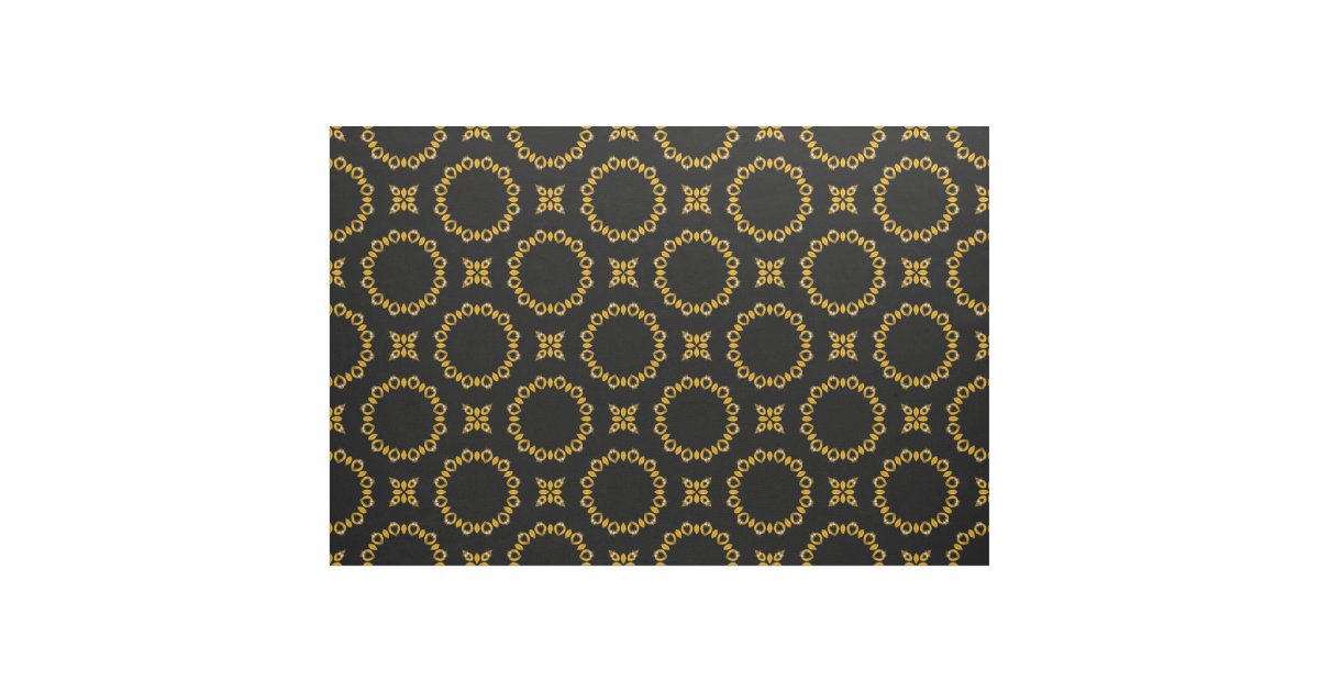Sparkly Shiny Luxury Elegant Gold & Black Pattern Fabric | Zazzle