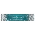 Sparkly Silver Glitter Dark Turquoise Gradient Desk Name Plate | Zazzle