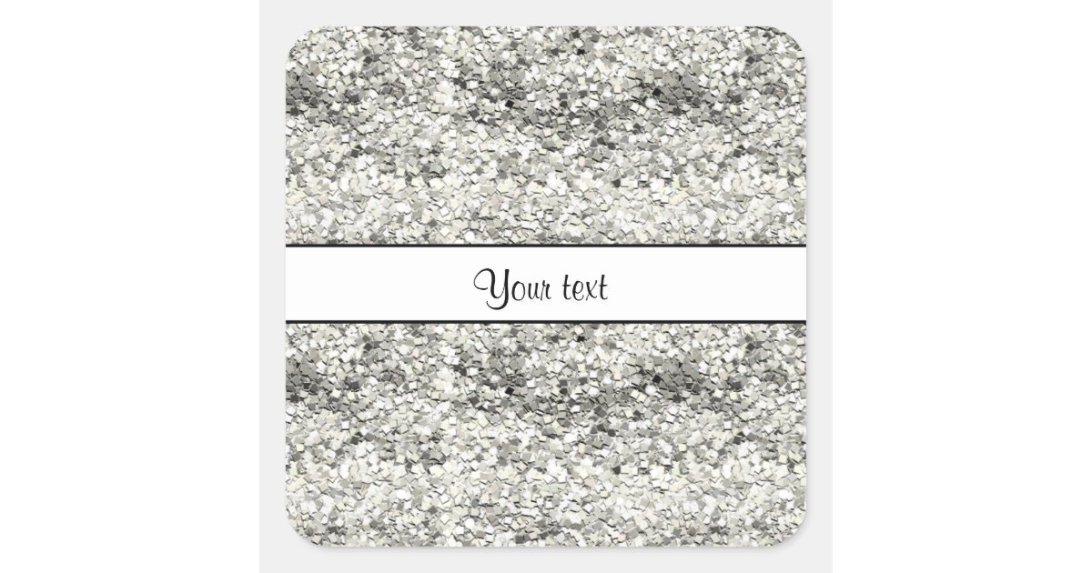 Sparkly Silver Glitter Square Sticker | Zazzle
