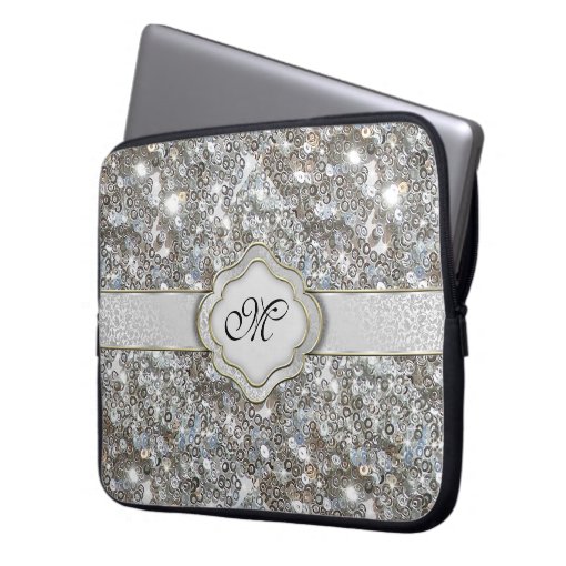 Sparkly Silver Sequin Laptop Sleeve | Zazzle