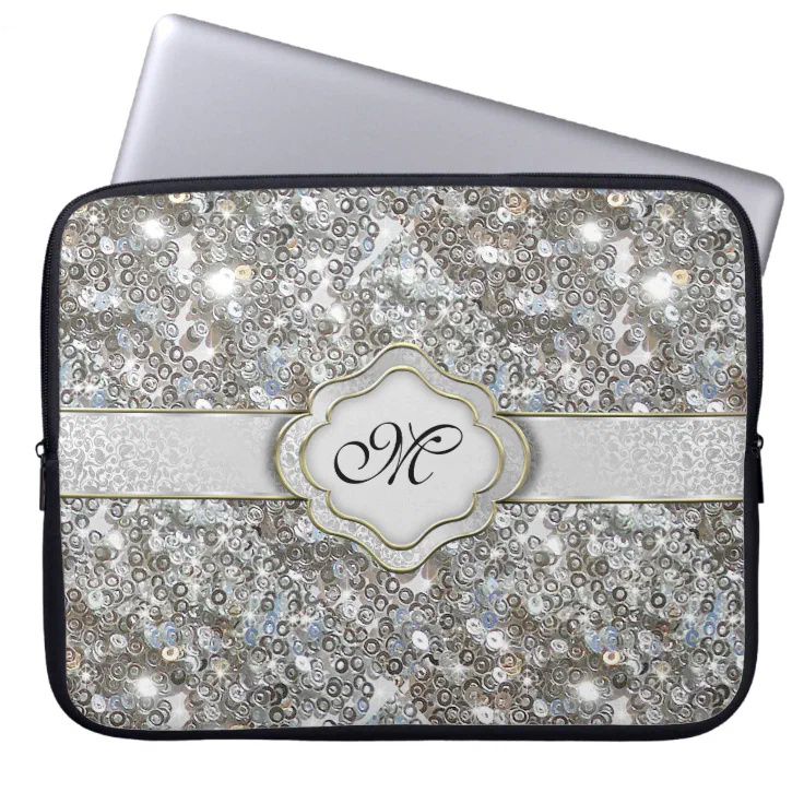 Sparkly Silver Sequin Laptop Sleeve | Zazzle