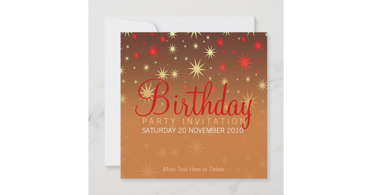 Sparkly Stars Party Birthday Invitation | Zazzle