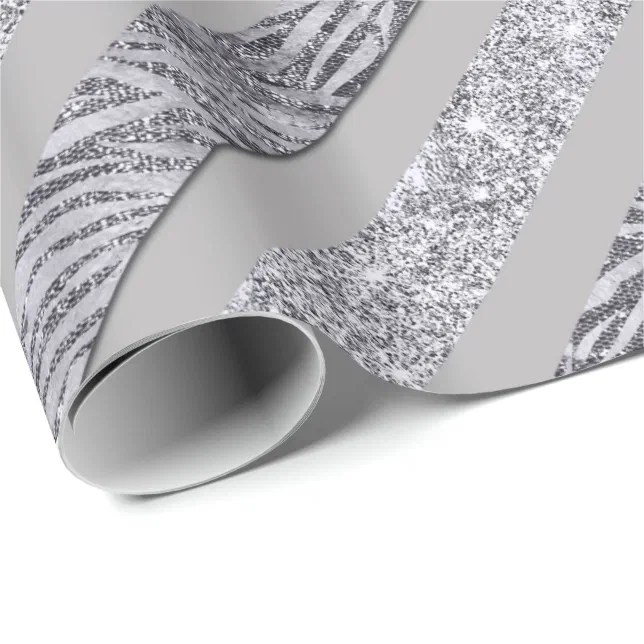 Sparkly Stripes - Silver & Silver (a) Wrapping Paper | Zazzle