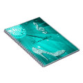 Sparkly Teal Music Note & Stiletto Heel Notebook | Zazzle