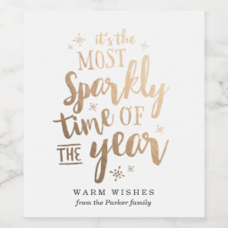 Sparkly Winter Wine Label | Zazzle