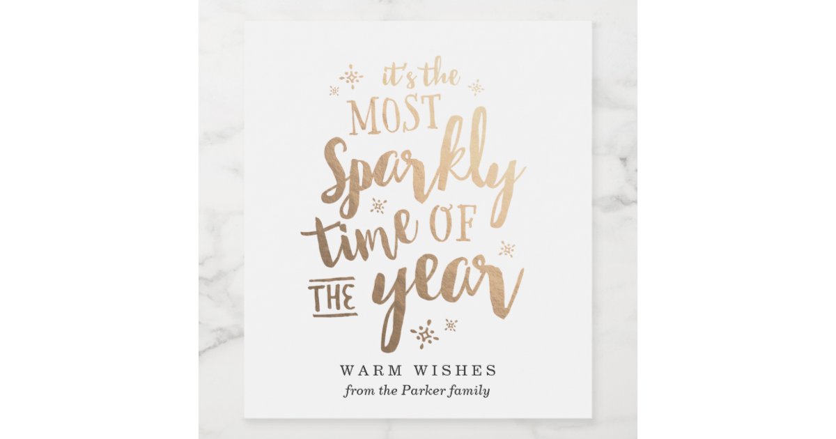 Sparkly Winter Wine Label | Zazzle