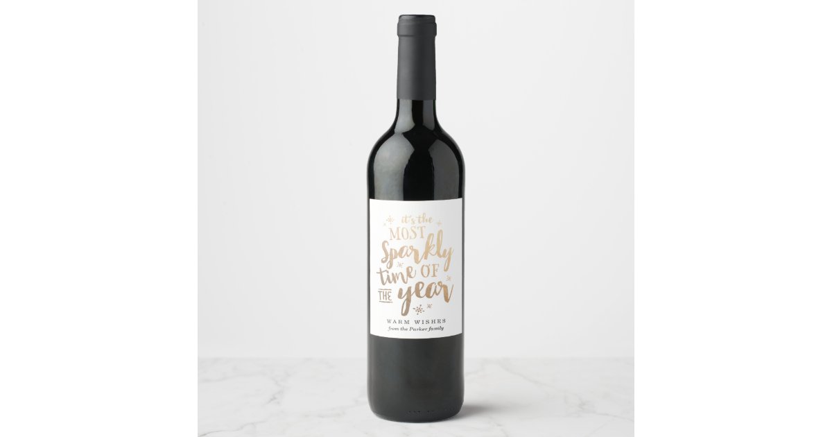 Sparkly Winter Wine Label | Zazzle