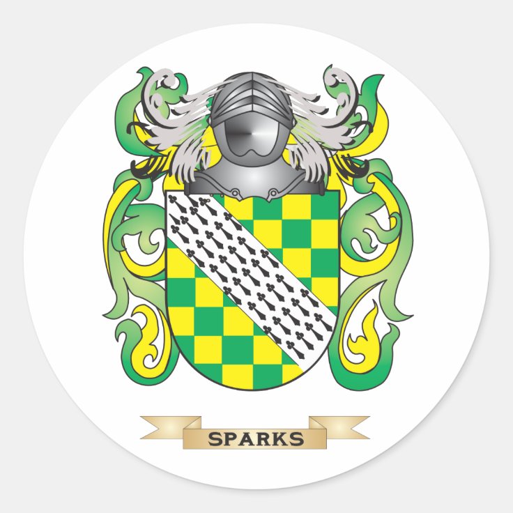 Sparks Coat of Arms (Family Crest) Classic Round Sticker | Zazzle